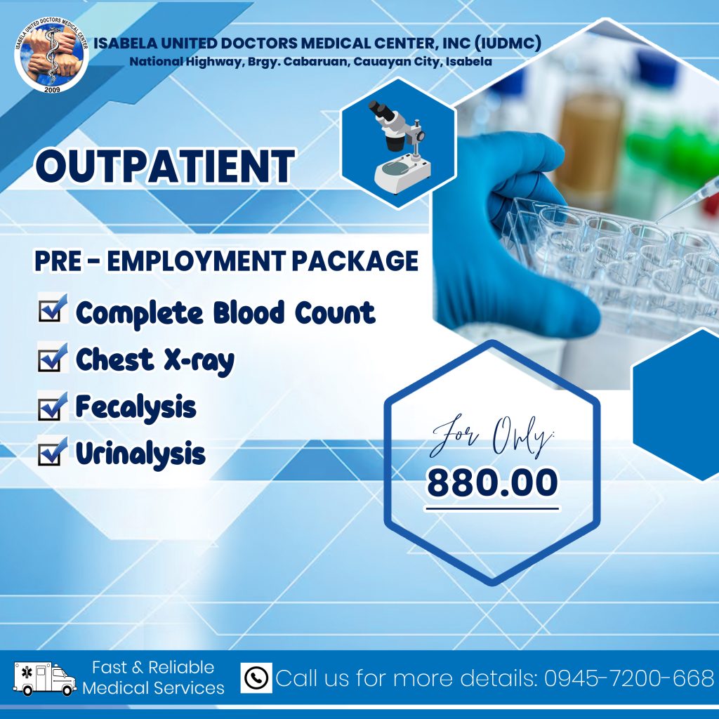 Pre-Employment Package – Isabela United Doctors Medical Center